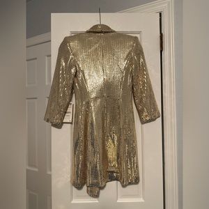 Zara | Jackets & Coats | Gold Zara Sequin Long Blazer Jacket Or Dress ...